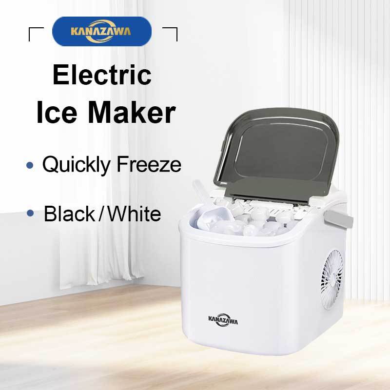 KANAZAWA Automatic Ice Maker With Handle Portable White/Black 15Kg/24H ...