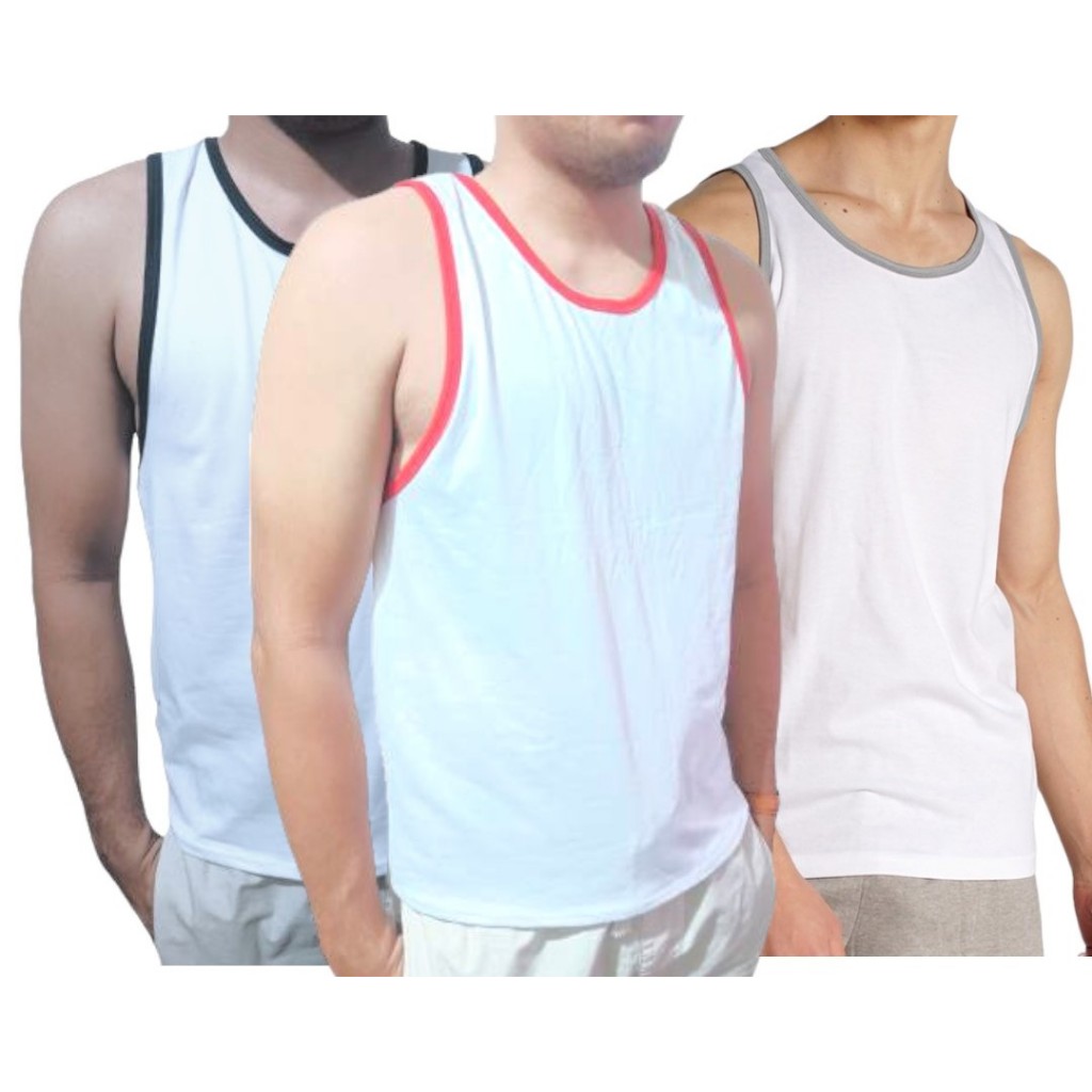 White Cotton Sando for Men fit up to 2XL | Shopee Philippines