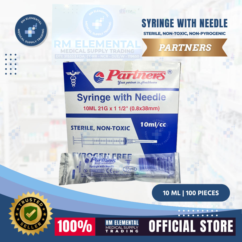 [ BOX ] PARTNERS 10CC Syringe GAUGE 21G x 1 1/2" 100 pcs/ BOX | Shopee ...