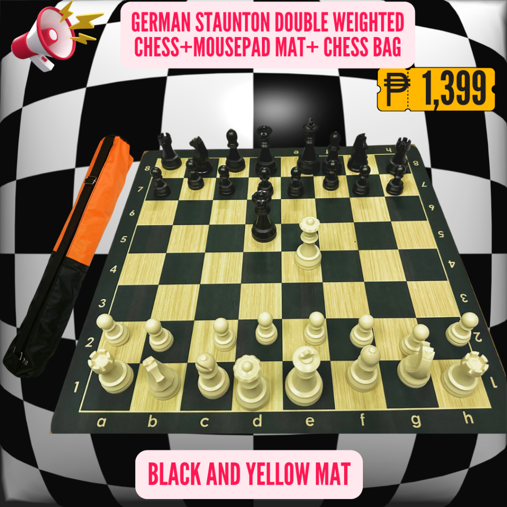 German Staunton Double Weighted Pieces + Rubber Mousepad Chess Mat ...