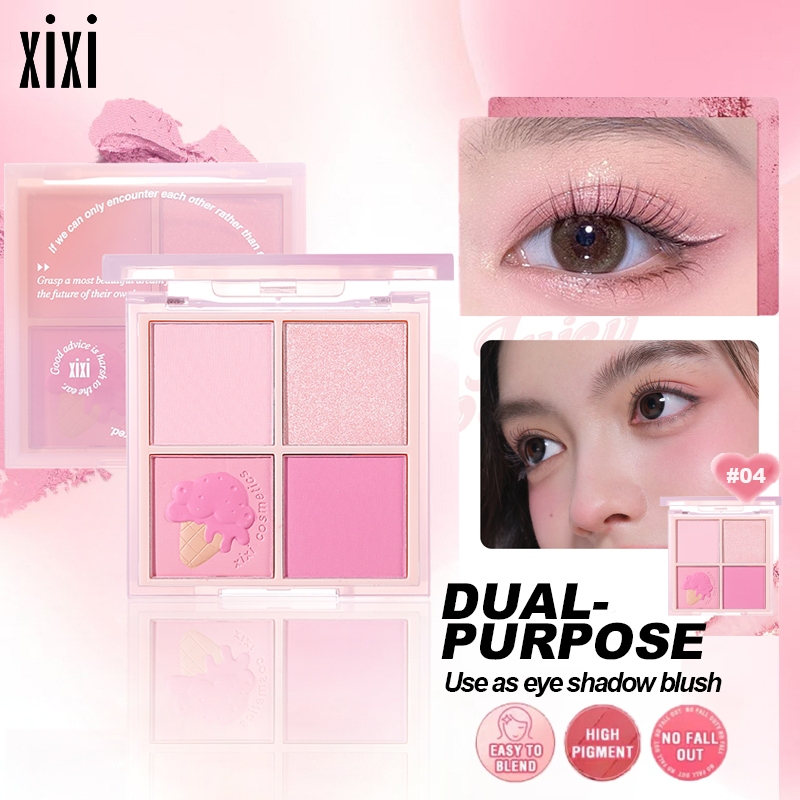 XIXI High Pigment Blush Powder Cute Sweet Four-color Blush Lasting ...