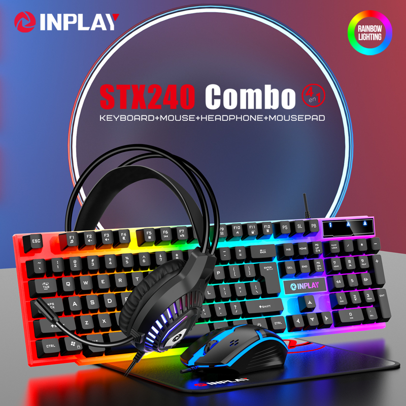 Inplay STX240 RGB Gaming Keyboard Mouse Set With Headset Mouse Pad ...
