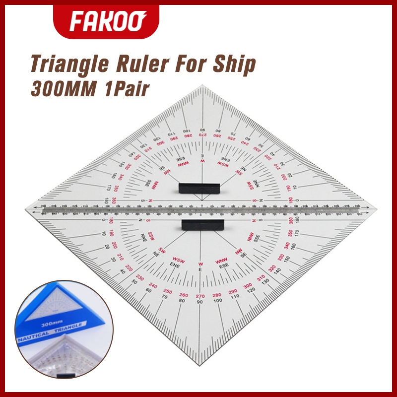 300mm Chart Drawing Triangle Ruler for Ship Drawing Nautical Protractor ...