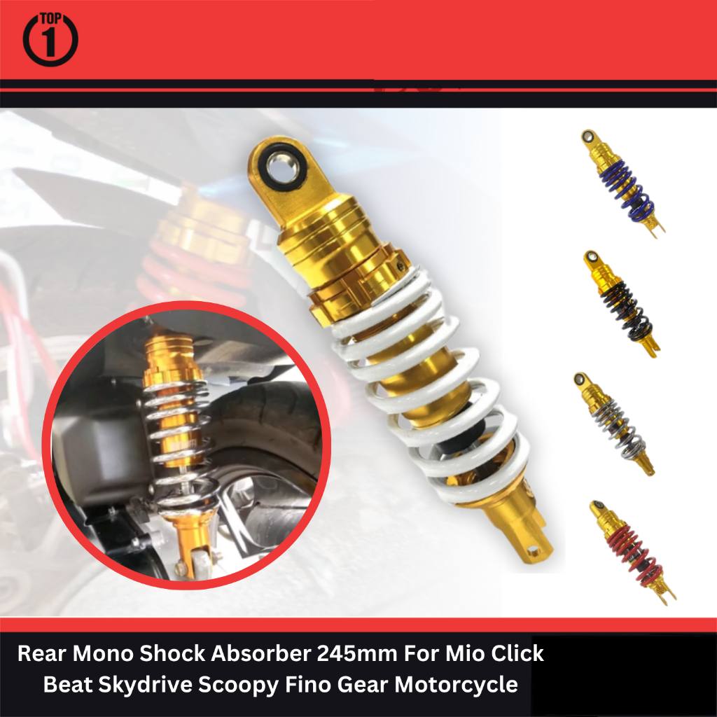 Top1 Racing Rear Mono Shock Absorber 245mm For Mio Click Beat Skydrive Scoopy Fino Gear #3903245 ...