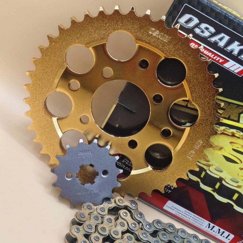 OSAKI CHAIN SET RAIDER 150,REBORN,RAIDER 150FI 428-132L-15T/42T GOLD ...
