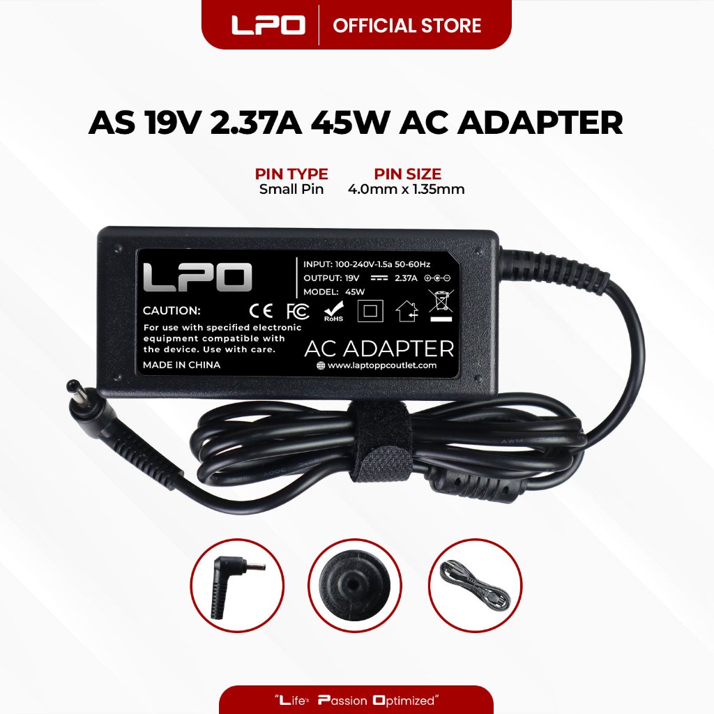 LPO Brand For Asus X407M X407U X555L 19V 2.37A 4.0mm X 1.35mm | Shopee ...