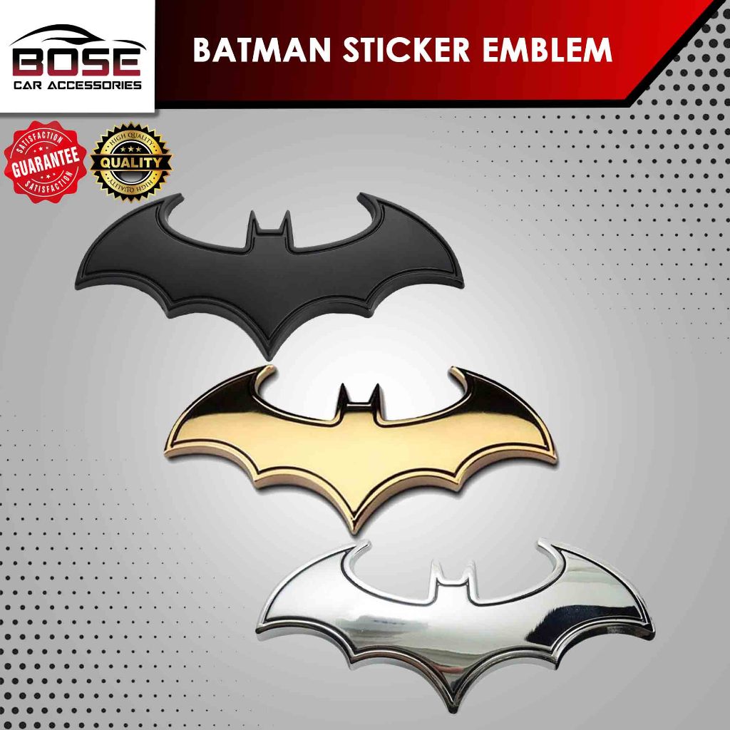 New Silver Bat Style / Batman Short Wing Sticker Decals Shape 3D Car ...