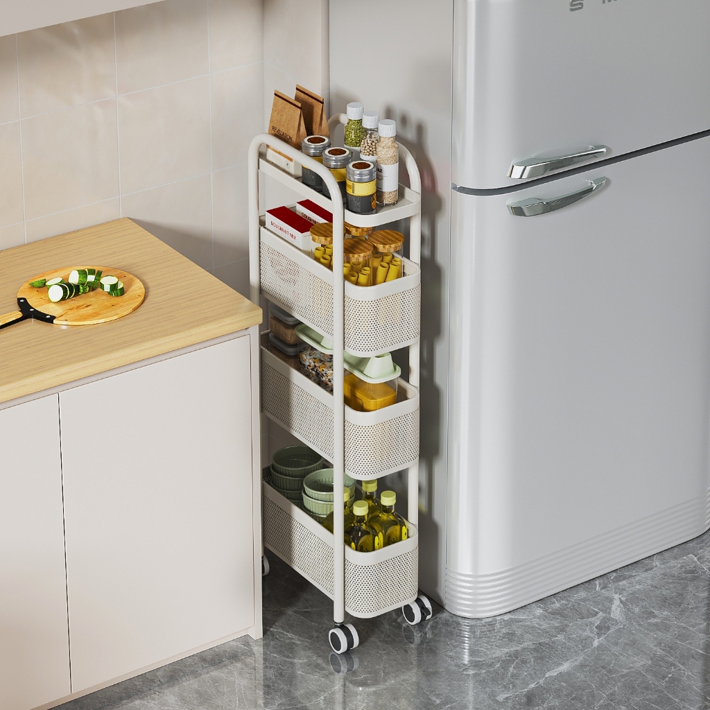 SJ Kitchen Trolley Cart Kitchen Pullout Storage Rack 5 Tier Metal ...