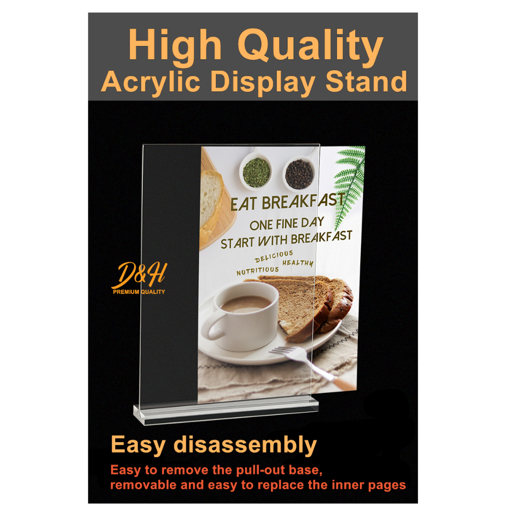 A4 A5 A6 Acrylic Menu Display Stand Double Side Clear Desk Display T ...