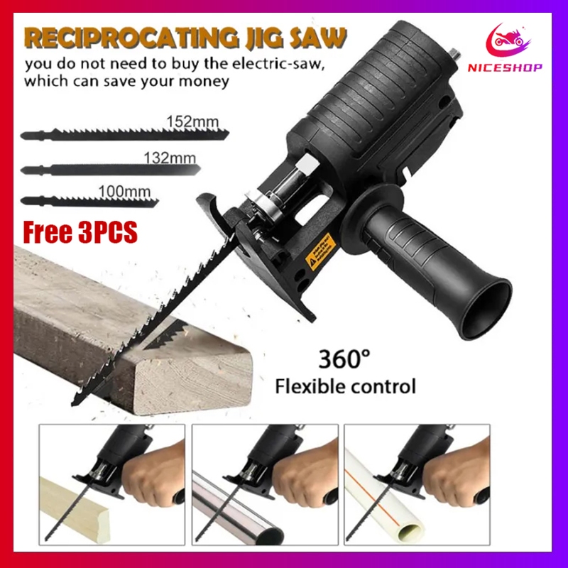 Niceshop Portable Reciprocating Saw Modified Electric Saw Power Tool ...