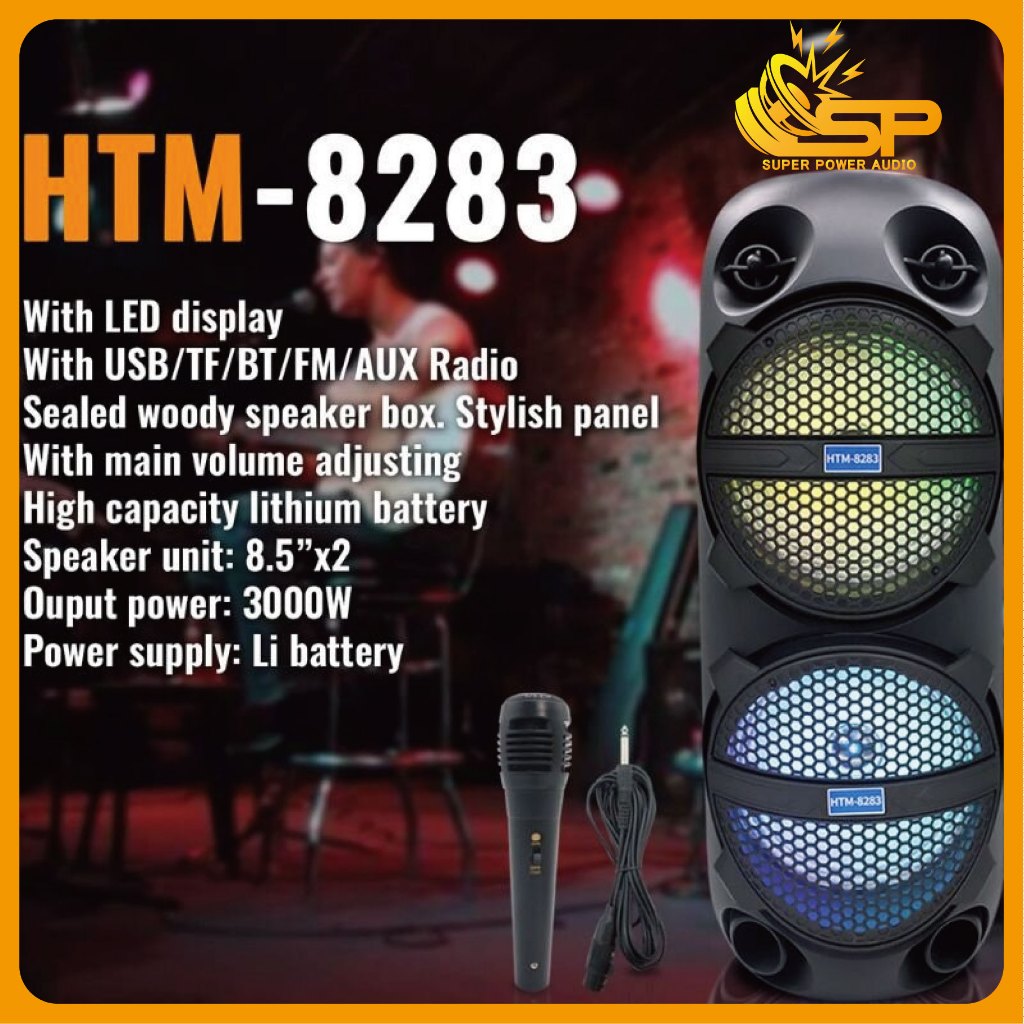 HTM-8283 8.5*2 Inches Bluetooth Party Speaker Sound Box With Microphone ...