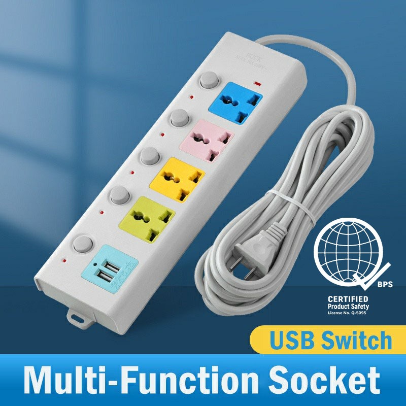 Multi Function Socket Extension Outlet Socket Power Sockets Strip With 4 Power Socket 2 Usb