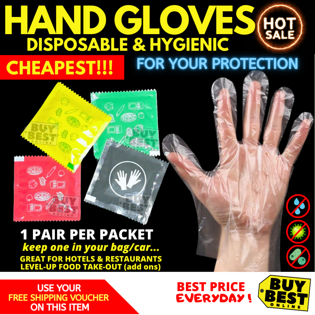 Sachet Type] Extra Thick Disposable PE Gloves Individual Package ...