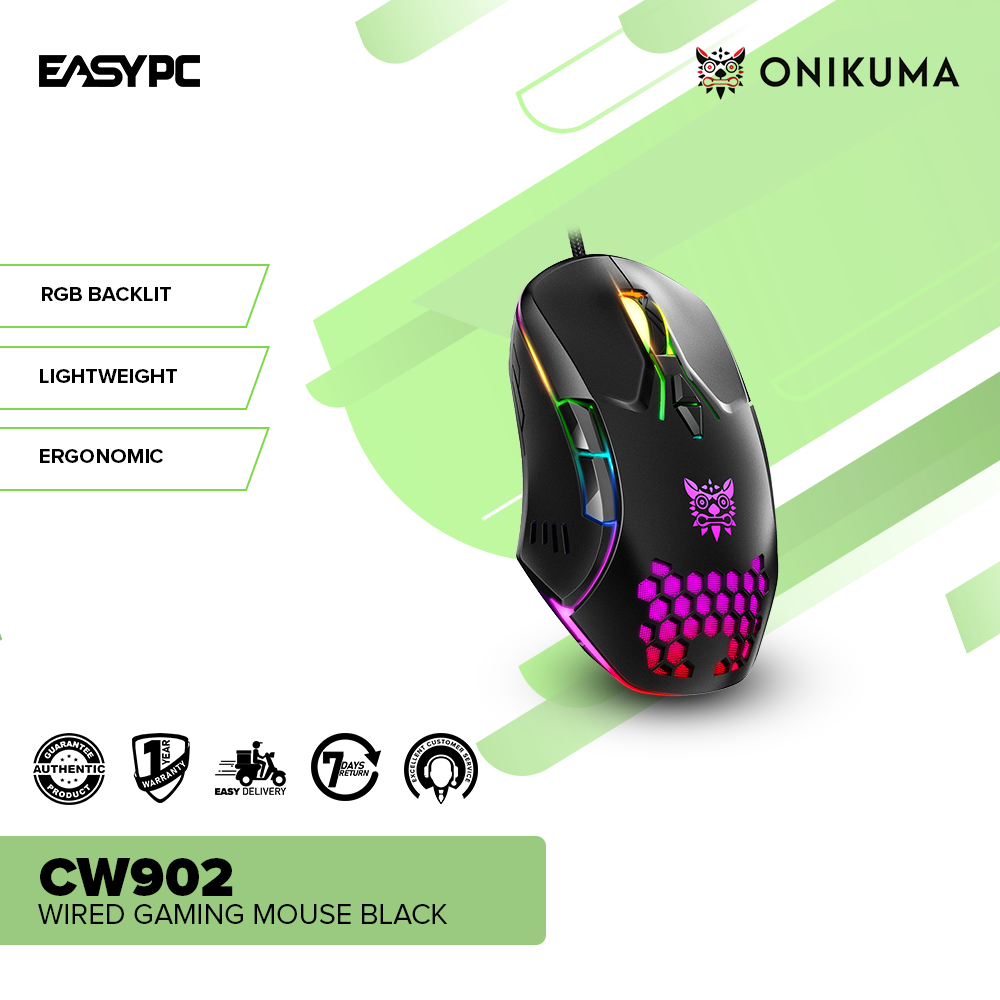 EasyPC| Onikuma CW902 Wired Gaming Mouse| Black| Optical mouse | Shopee Philippines