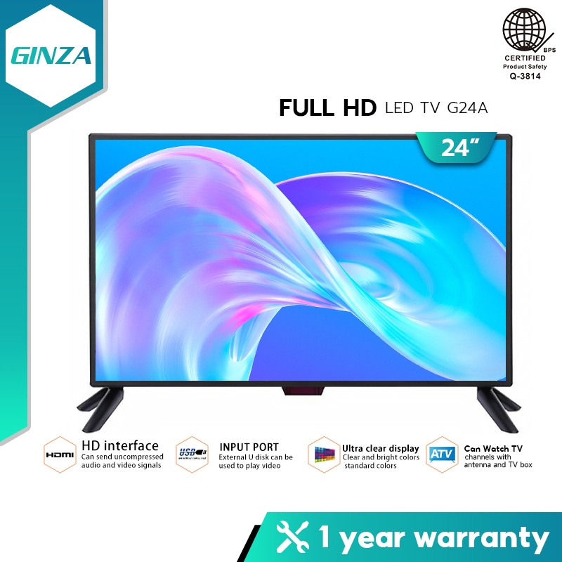 GINZA 24 Inch TV Ultra Slim Flat Screen TV | Shopee Philippines