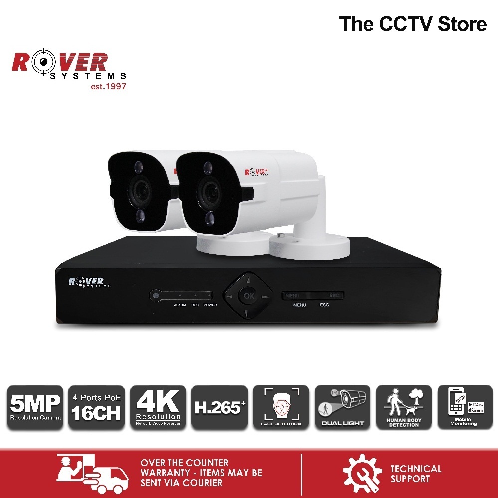 Rover 10CH NVR with POE Switch + 2 units 5MP PoE Dual Light Dark Light ...