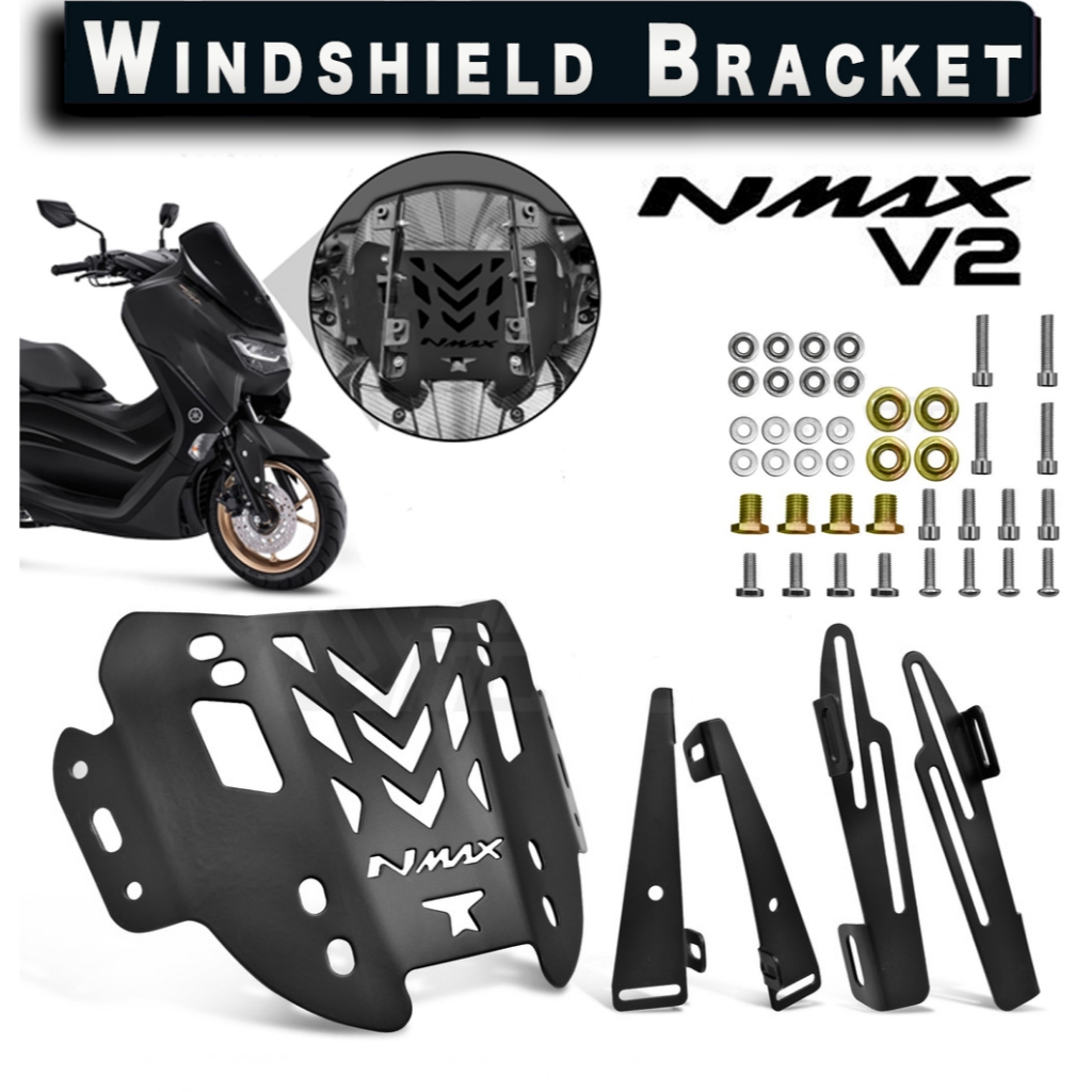 NMAX 2020 V2 Adjustable Windshield Side Mirror Bracket Stainless Steel ...