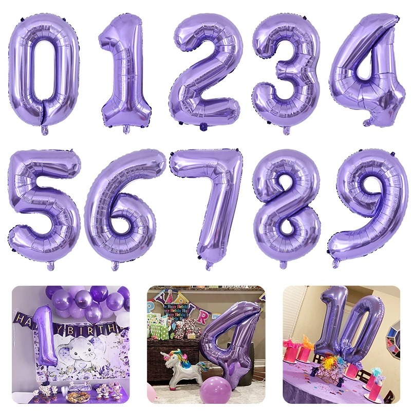 32inch Purple Foil Balloon Large Number Ballons Birthday Christening ...