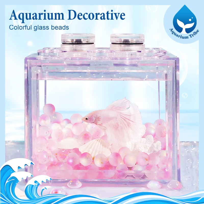 Fish Tank Colorful Crystal Beads Aquarium Decorations Stone Betta Fish ...