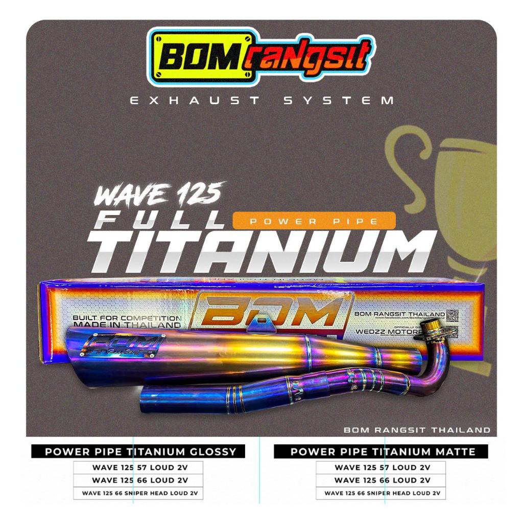 Bom Rangsit Power Pipe Titanium Glossy Motorcycle Exaust Wave 125 57/2V ...