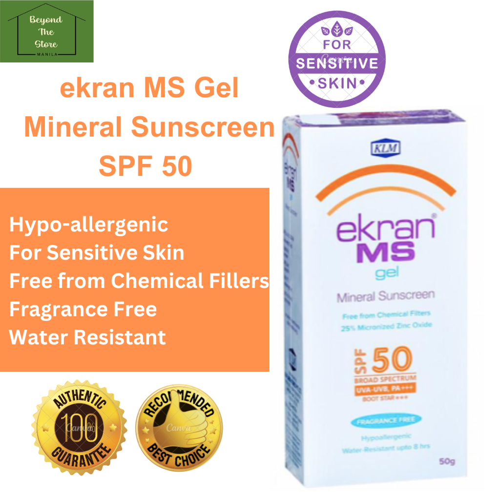 Ekran MS Gel Mineral Sunscreen SPF50 Water Resistant 50g | Shopee ...