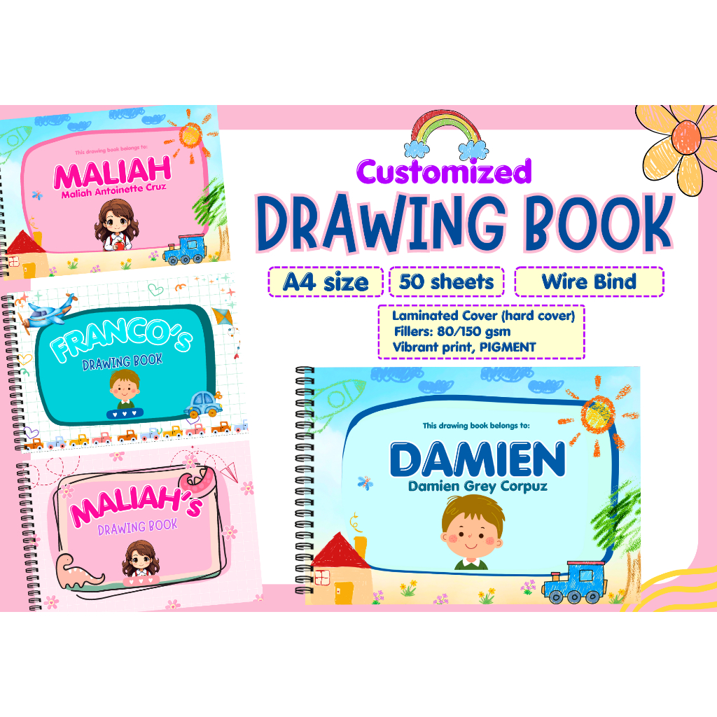 Customized Drawing book for kids- A4-LAMINATED COVER (hard laminate)-50 ...