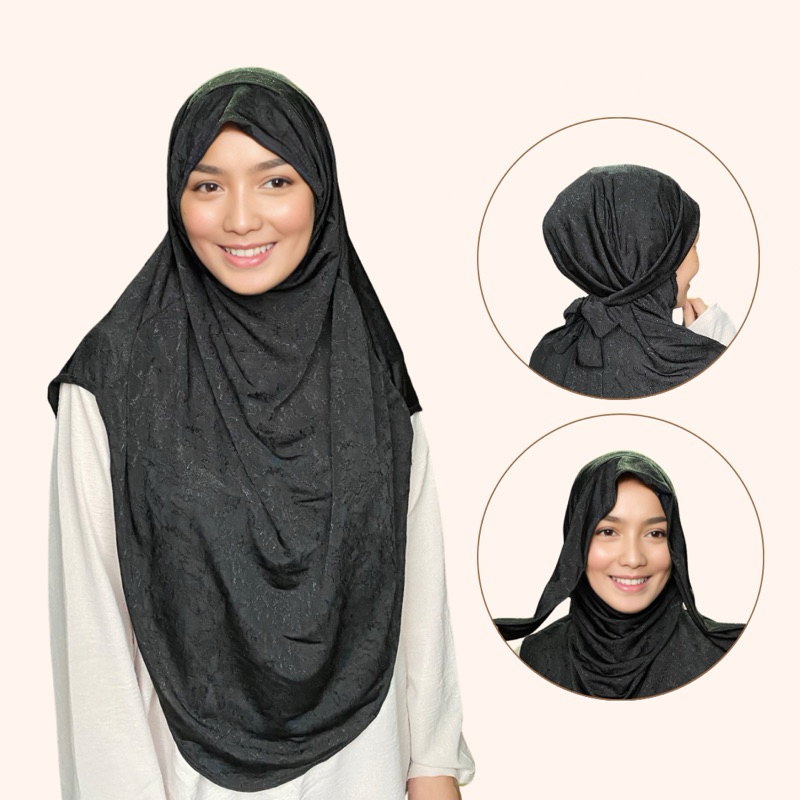 EMBOSSED Spandex Tie-Back Jilbab Tudung Hijab | Shopee Philippines