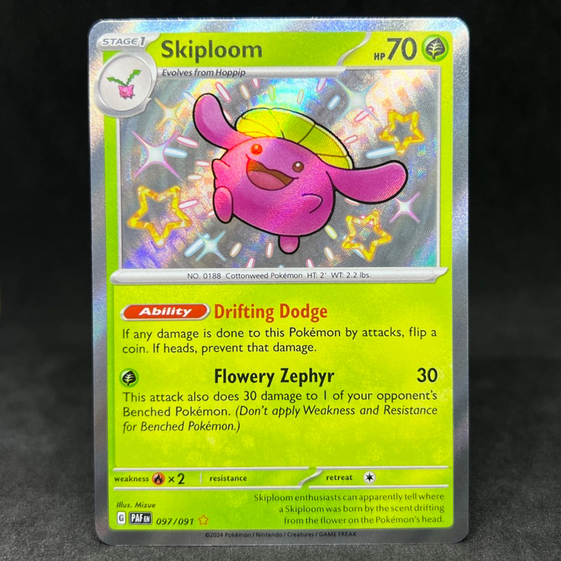 Pokemon TCG Shiny Skiploom Holo Rare 097/091 2024 Scarlet & Violet ...