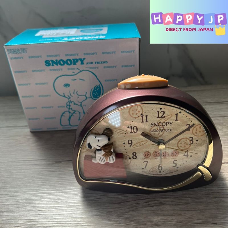 SNOOPY Alarm Clock Character Analog R506 Electronic Sound Alarm Brown ...