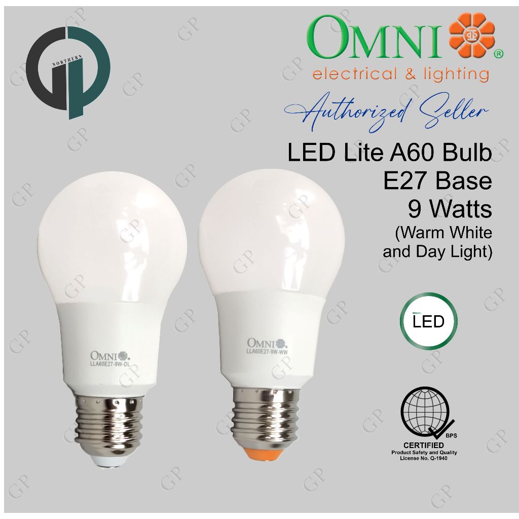 OMNI LED Lite A60 Bulb E27 Base 9 Watts LLA60E27-9W Light Bulb 9watts ...