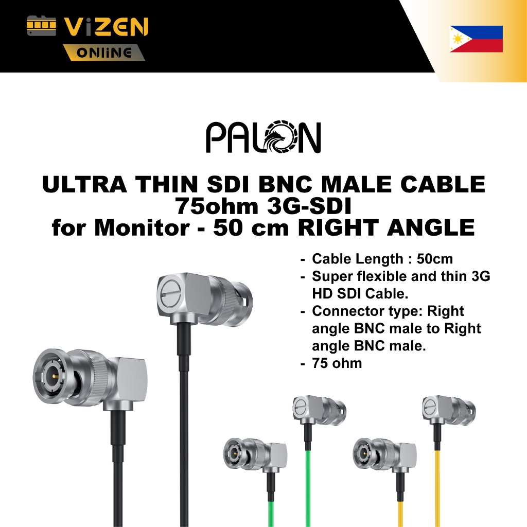 PALON ULTRA THIN SDI BNC MALE CABLE 75ohm 3G-SDI for Monitor - 50 cm ...