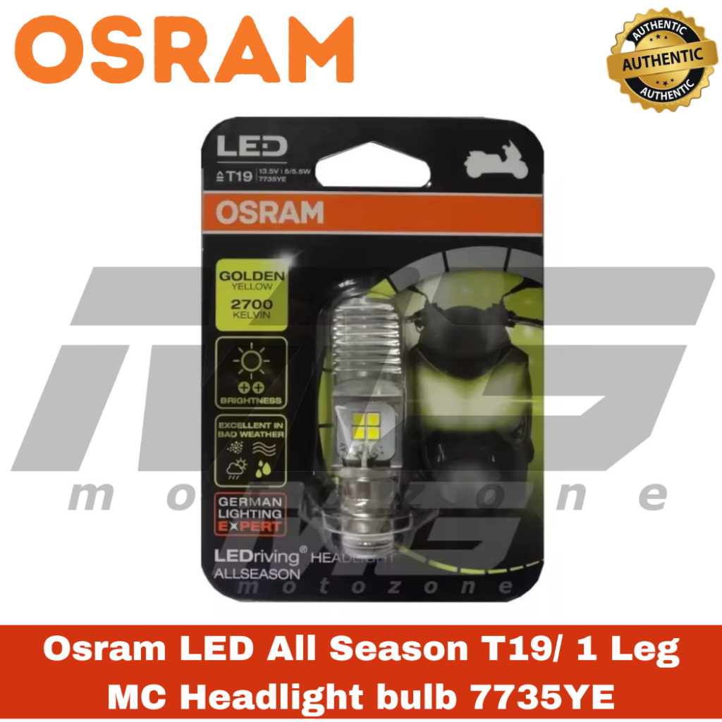 Original OSRAM LED All Season T19/1 Leg MC Headlight Bulb 7735YE | Shopee Philippines