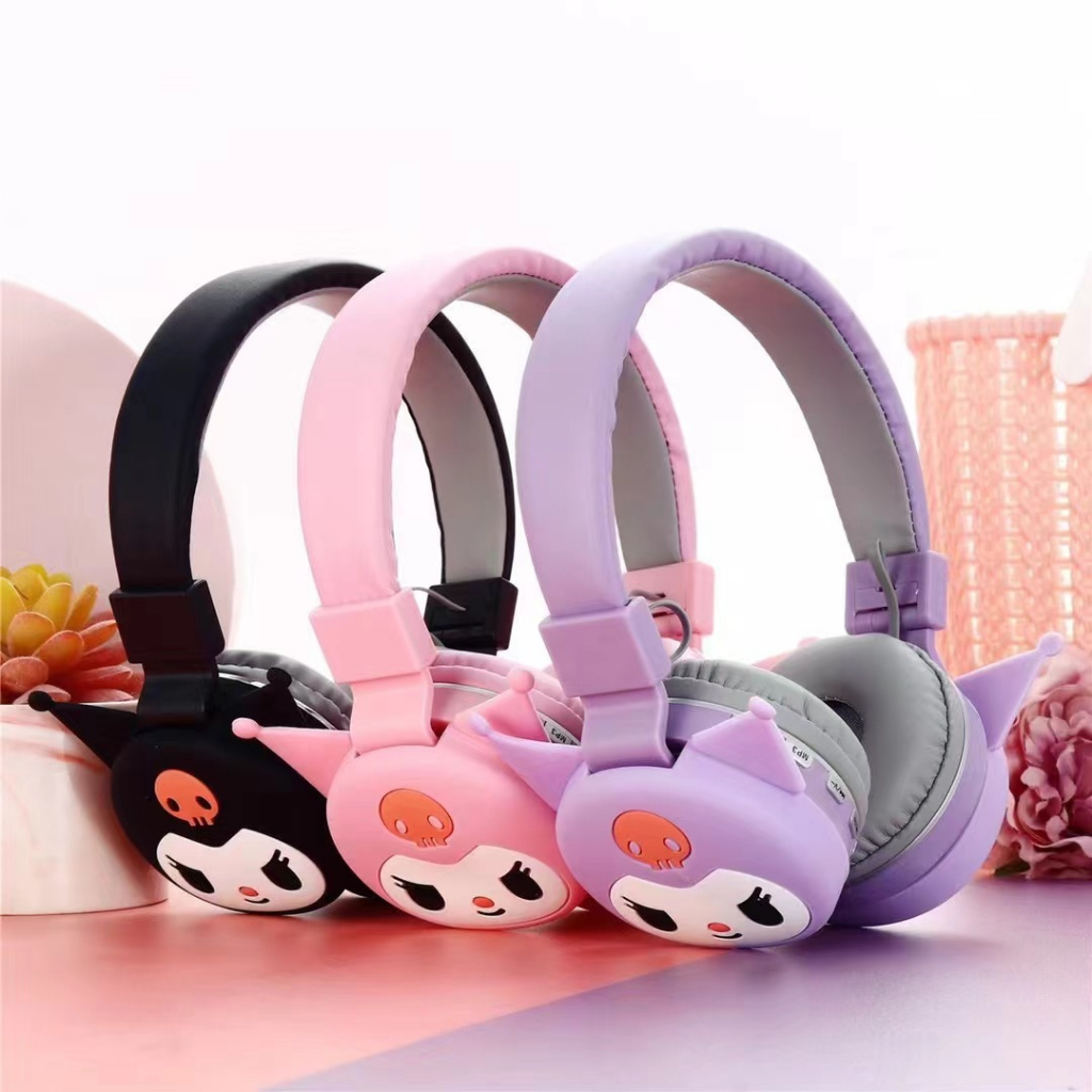 Sanrio Kuromi Bluetooth Headset Cute Cartoon Girls Head Wear Foldable Headphone HIFI Music ...