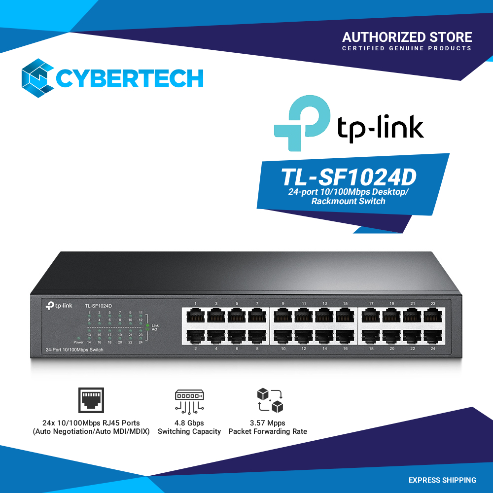 TP-Link TL-SF1024D 24-Port 10/100Mbps Desktop/Rackmount Switch | Shopee ...