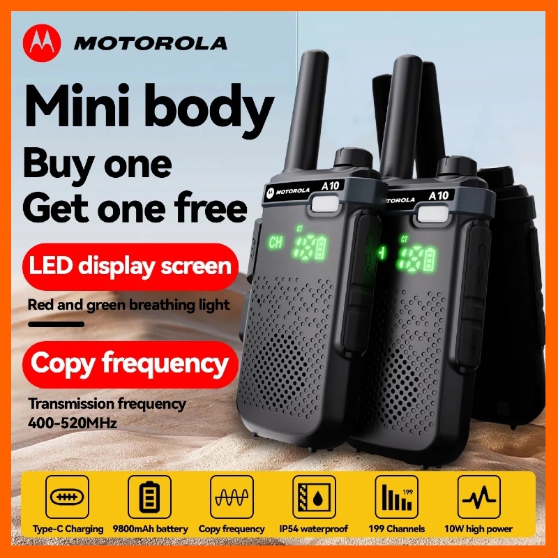 （2 PCS）Motorola A10 Walkie Talkie Long Range 10KM Two Way Radio 10W ...