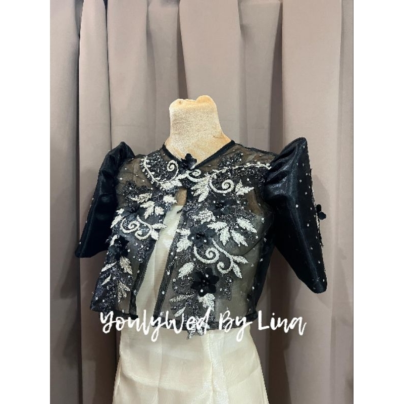 Modern Filipiniana Bolero Croptop With Inner (Mestisa Sleeve) | Shopee ...