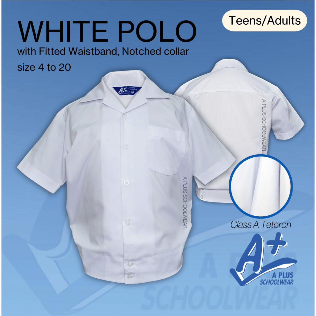 A+ Schoolwear Teens/Mens White Polo with Jack (size S to 2XL) School ...