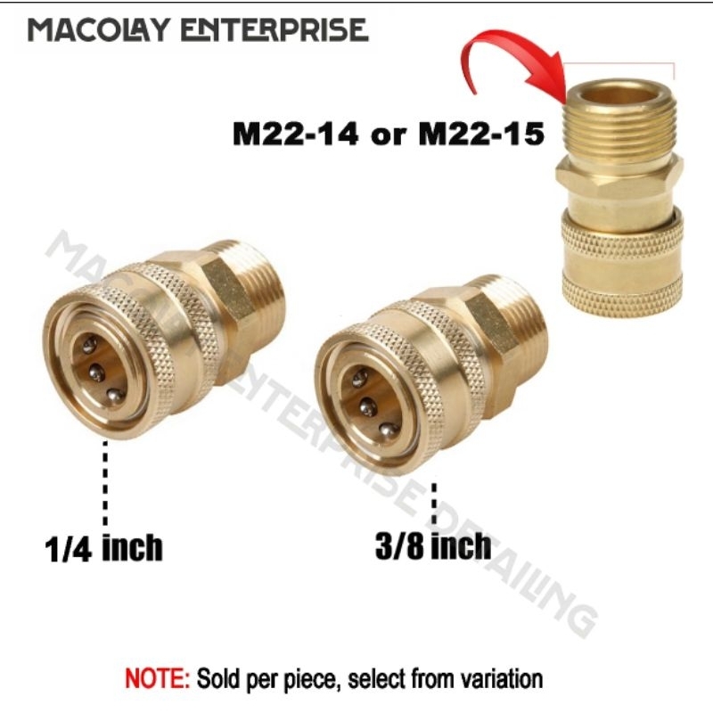 F02 Pressure Washer Quick Connect Adapter 1/4 or 3/8 female - M22-14 or ...