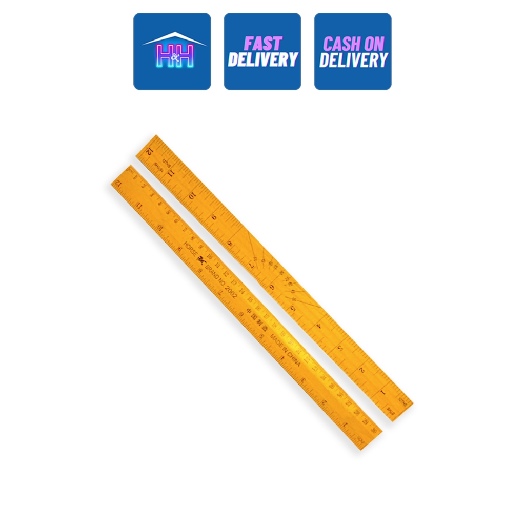 H&H 12-Inch Ruler - Soft Hard Clear Neon Wood Measuring Tool | Shopee ...