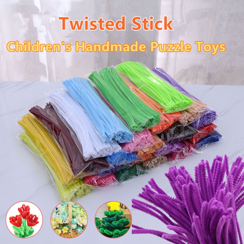 100PCS Colored Chenille Wires Fluffy Sticks DIY Craft Fuzzy Stems Twist ...