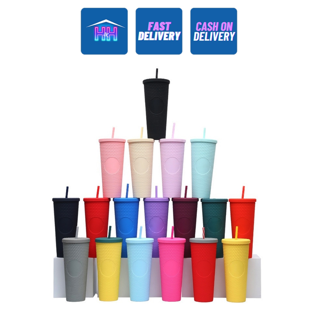 H&H Plastic Cup with Lid and Straw Tumbler 710ml/1000ml | Shopee ...