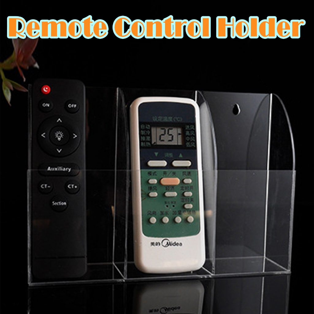 Clear Acrylic Wall Mount Remote Control Holder 1-3 Case Media Organizer ...