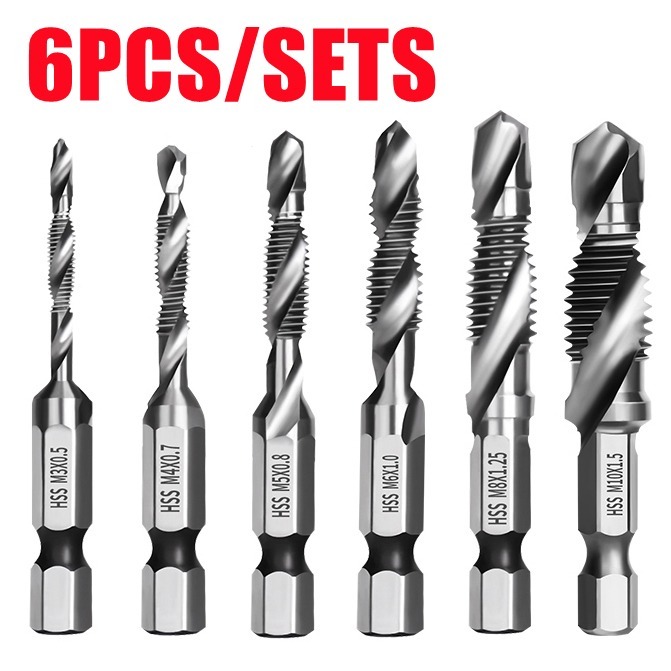 Metric Thread M3-M10 Titanium Coated Drill and Tap Bits Hex Shank ...