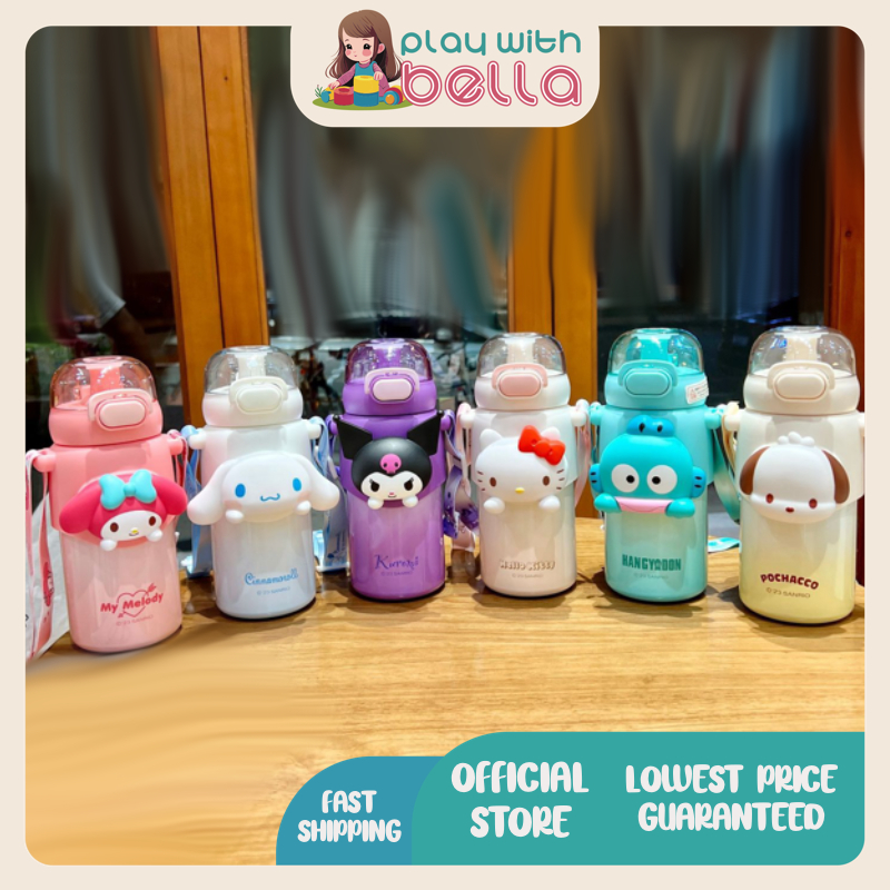 Sanrio Insulated Tumbler 3D Head Kuromi Cinamoroll Hello Kitty Alien Flask with Straw & Strap ...