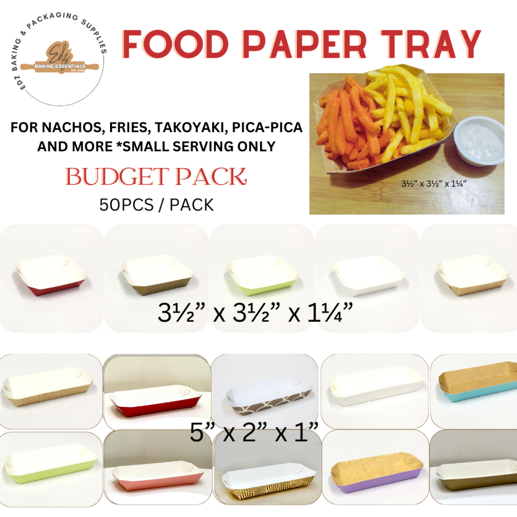 50pcs Food Tray Paper Plate for Fries and Nachos (small serving for ...