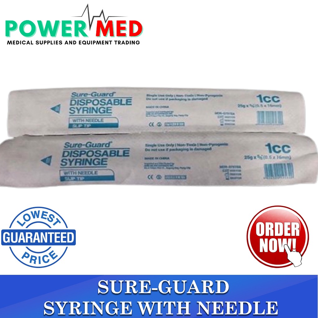 SYRINGE WITH NEEDLE 1CC SURE-GUARD PER BOX | Shopee Philippines
