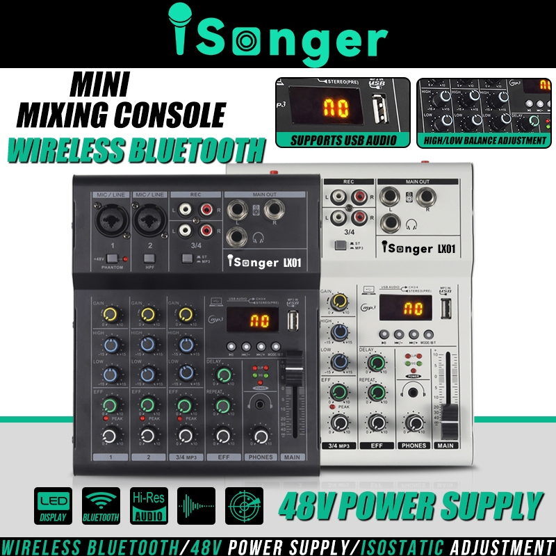 Professional 4/6-Channel Audio Mixer with Bluetooth and USB Integration ...