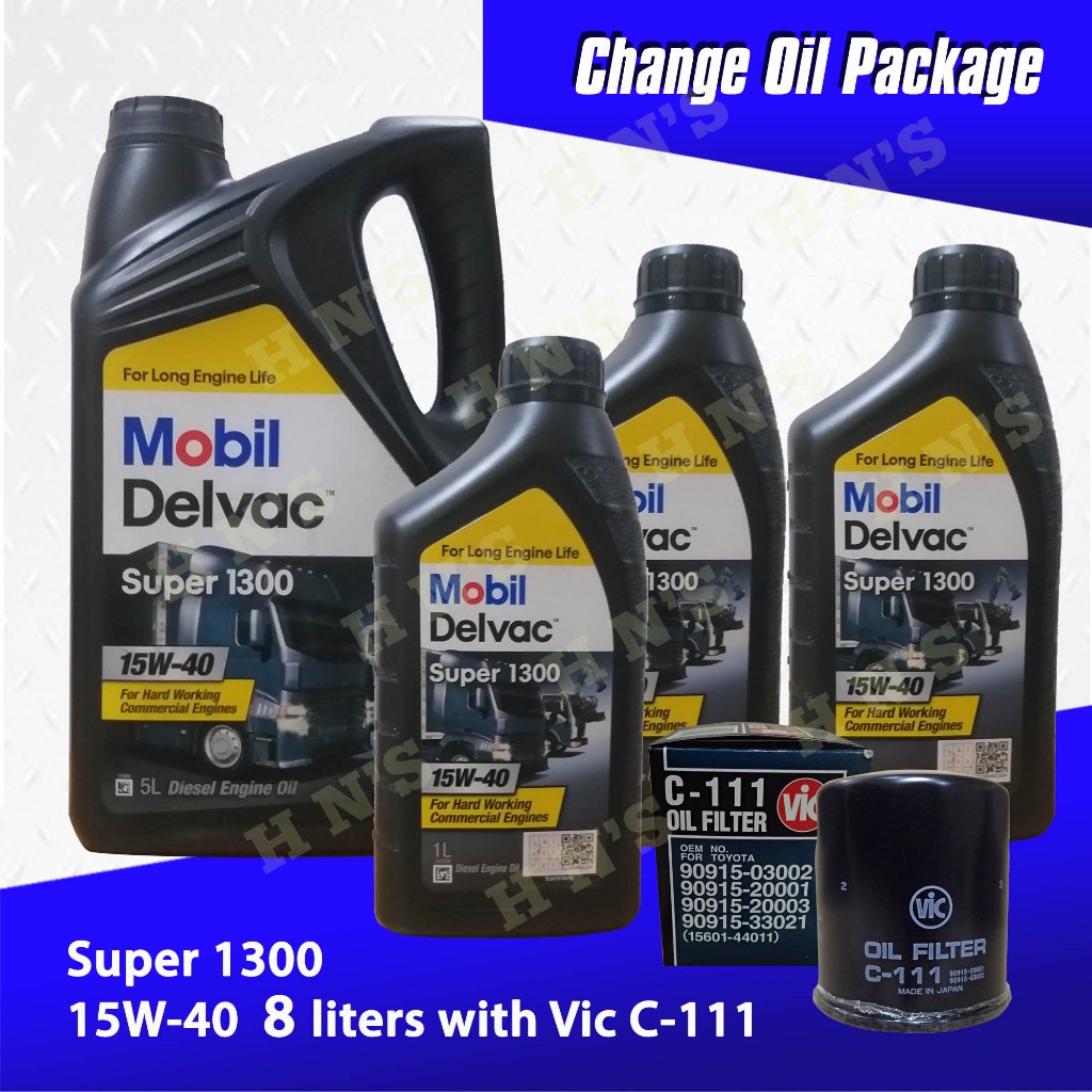 Mobil Delvac Super 1300 15W-40 Diesel Oil Change Bundle for Toyota ( 8 ...
