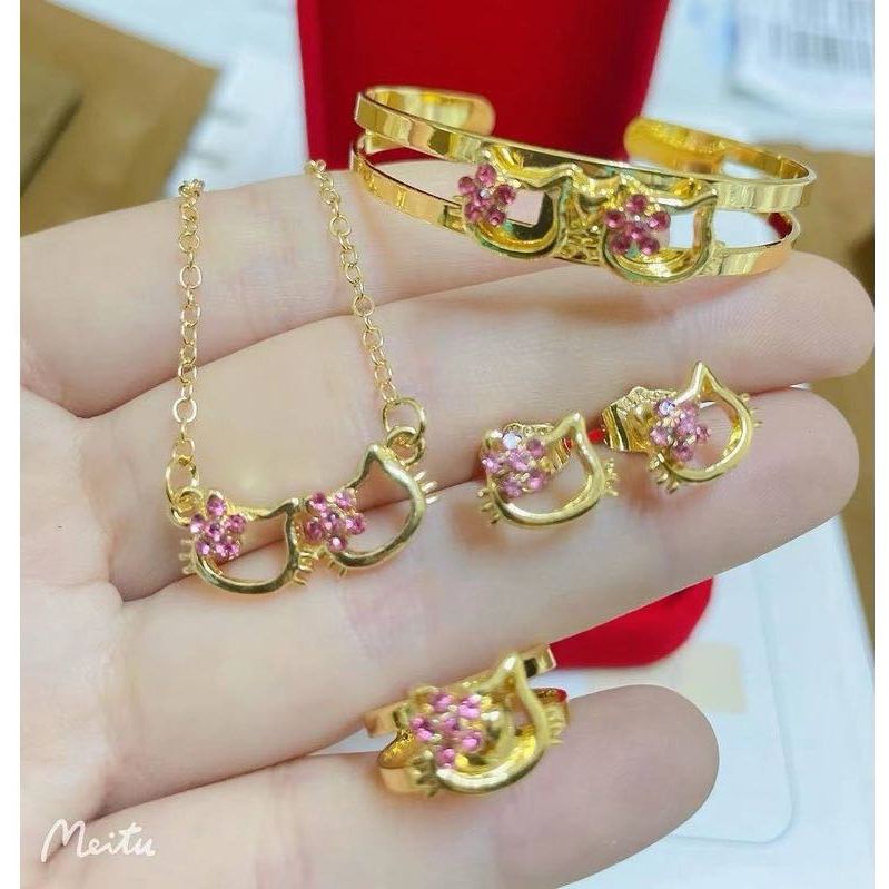 LS fashion jewelry 4in1 kids set 24k gold plated Bangkok gold | Shopee ...