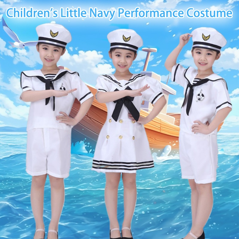 Little Navy Performance Costume for Kids Boys Girls Sailor Uniform Hat ...